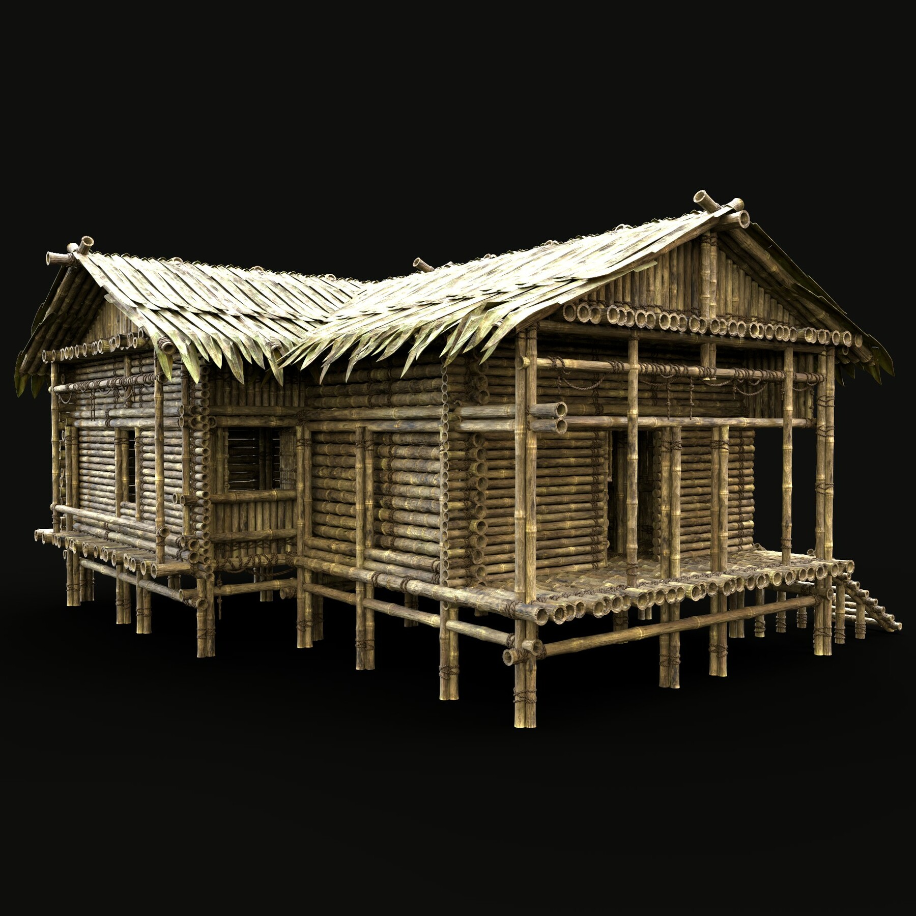 ArtStation - BAMBOO HOUSE JUNGLE IMPROVISED SURVIVAL CASTAWAY CABIN HUT ...