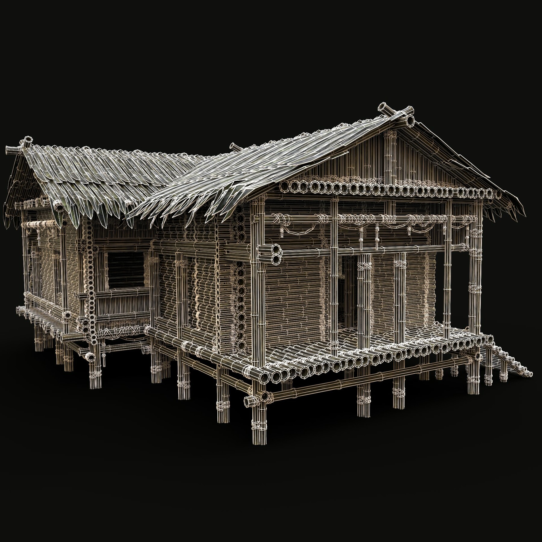 ArtStation - BAMBOO HOUSE JUNGLE IMPROVISED SURVIVAL CASTAWAY CABIN HUT ...