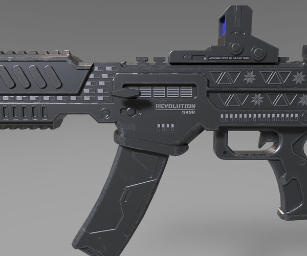 ArtStation - Machine Gun - Revolution 0492 - Color Black | Game Assets
