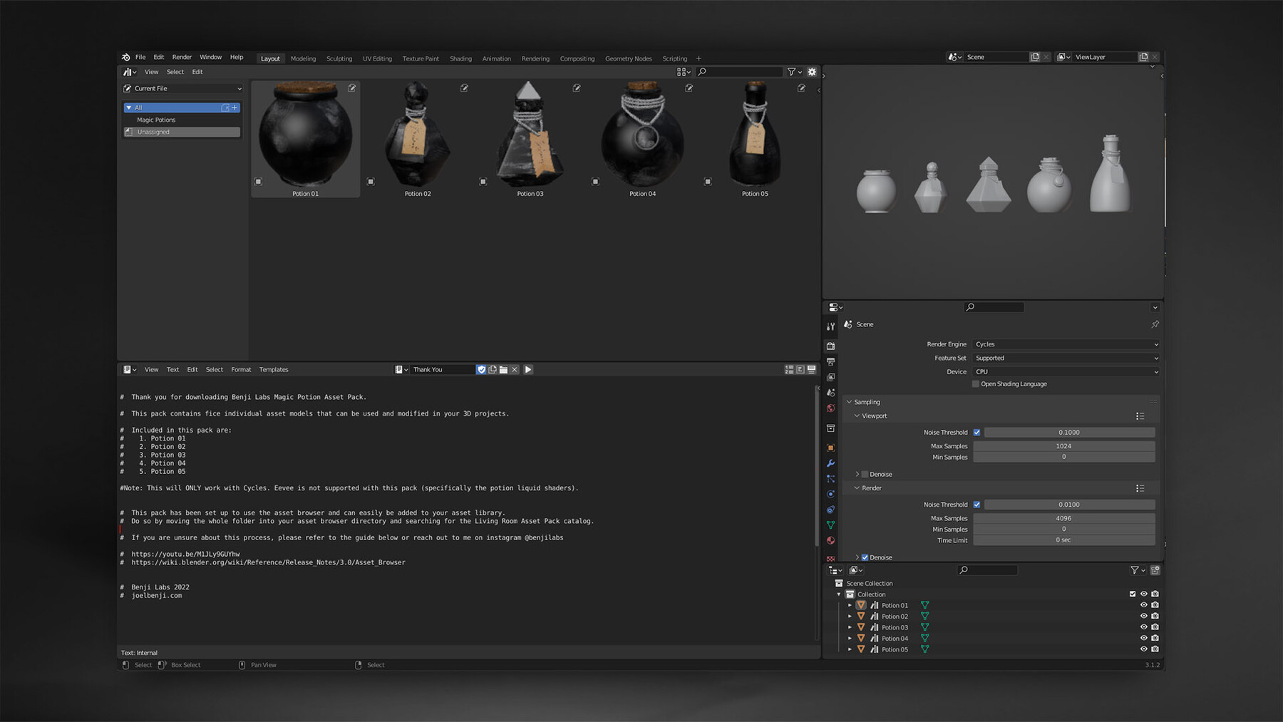 ArtStation - Magic Potions | Blender Asset Pack | Game Assets
