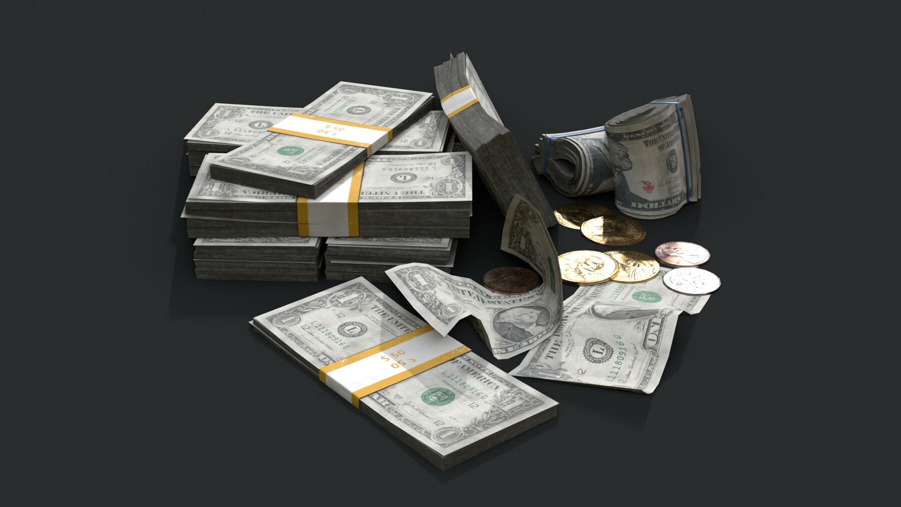 ArtStation - Money Loot - US dollars | Game Assets