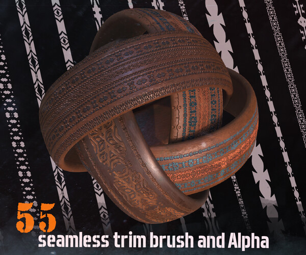 ArtStation - 55 Seamless trim pattern alpha and brush_vol2 | Brushes