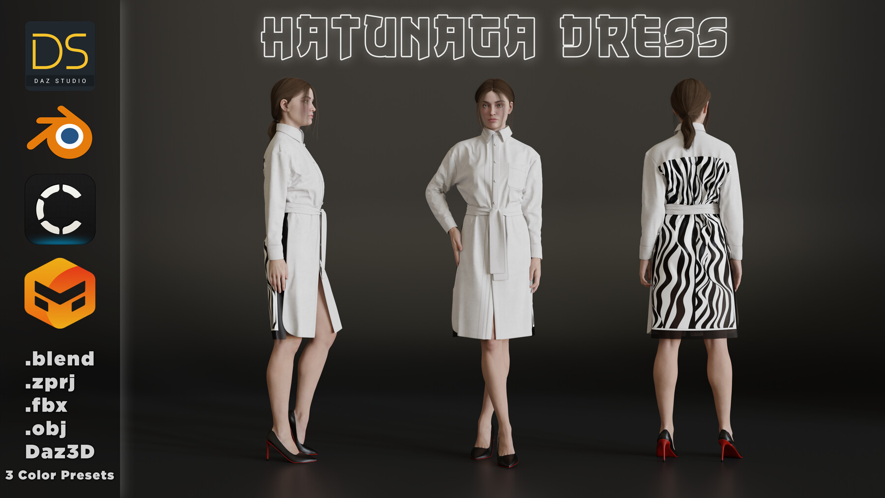 ArtStation - Hatunaga Dress. Daz3D / Clo3D / Blender / Obj / Fbx | Game ...
