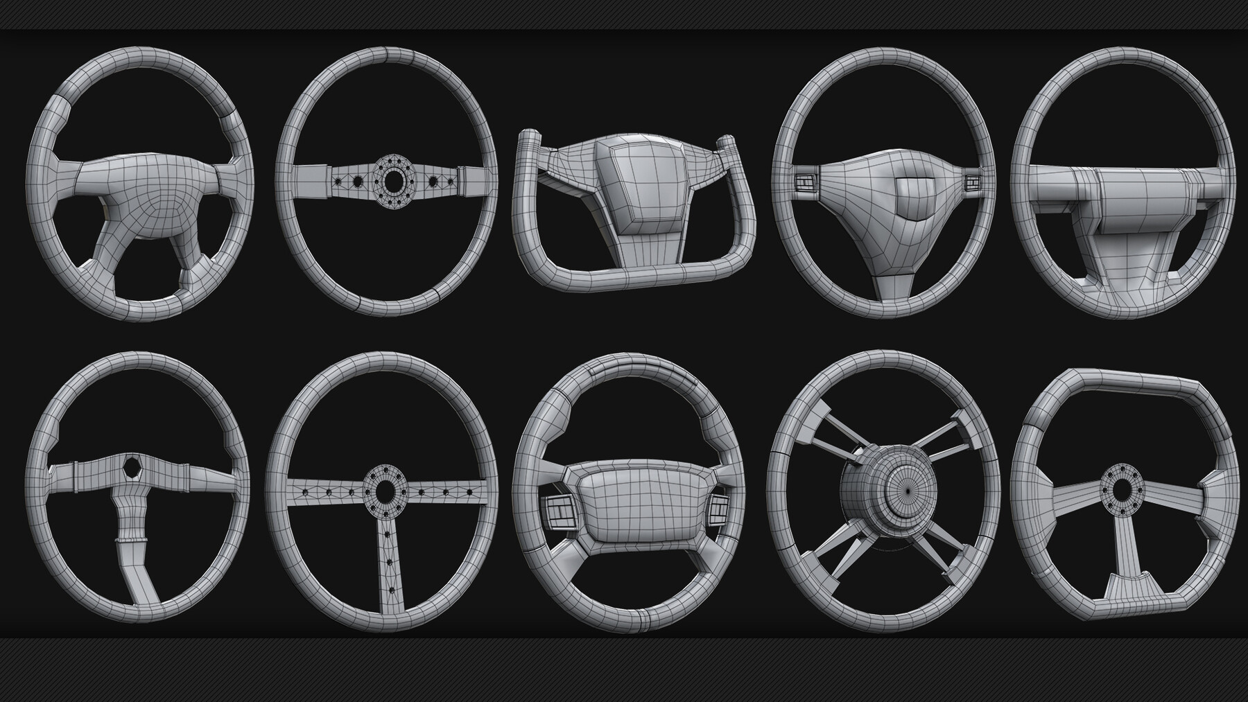 ArtStation - 20 Steering Wheels - Base Mesh | Game Assets