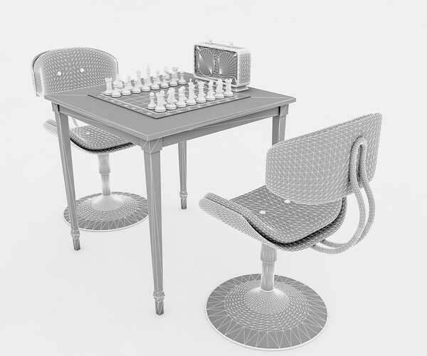 ArtStation - chess set and table chair model | Game Assets
