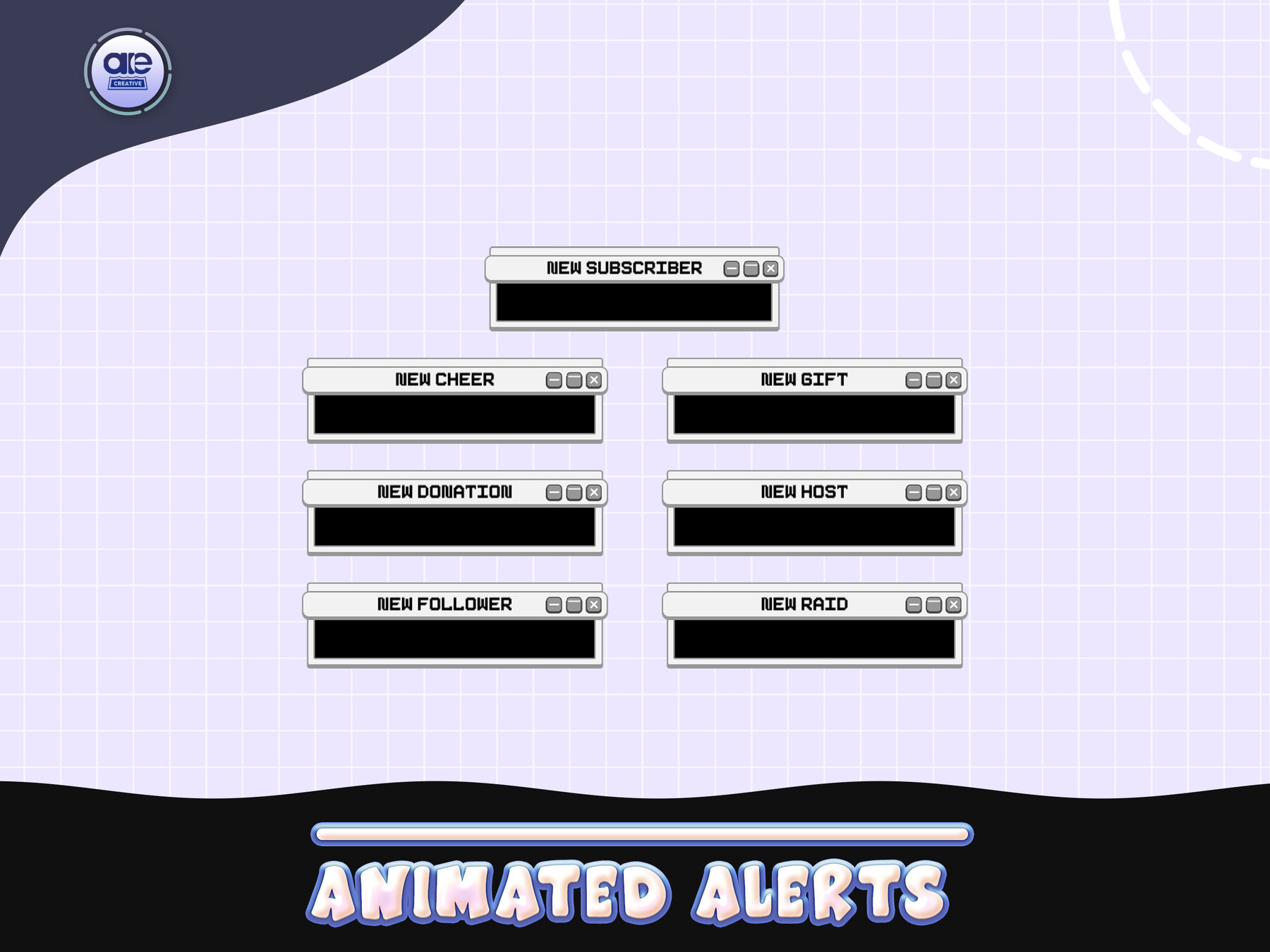 ArtStation - Animated Stream Package Overlay Black and White, Pixel ...