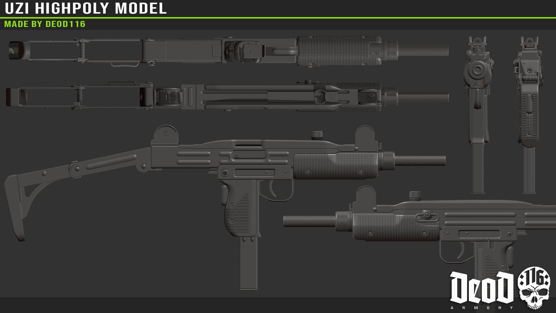 ArtStation - UZI Highpoly model | Game Assets