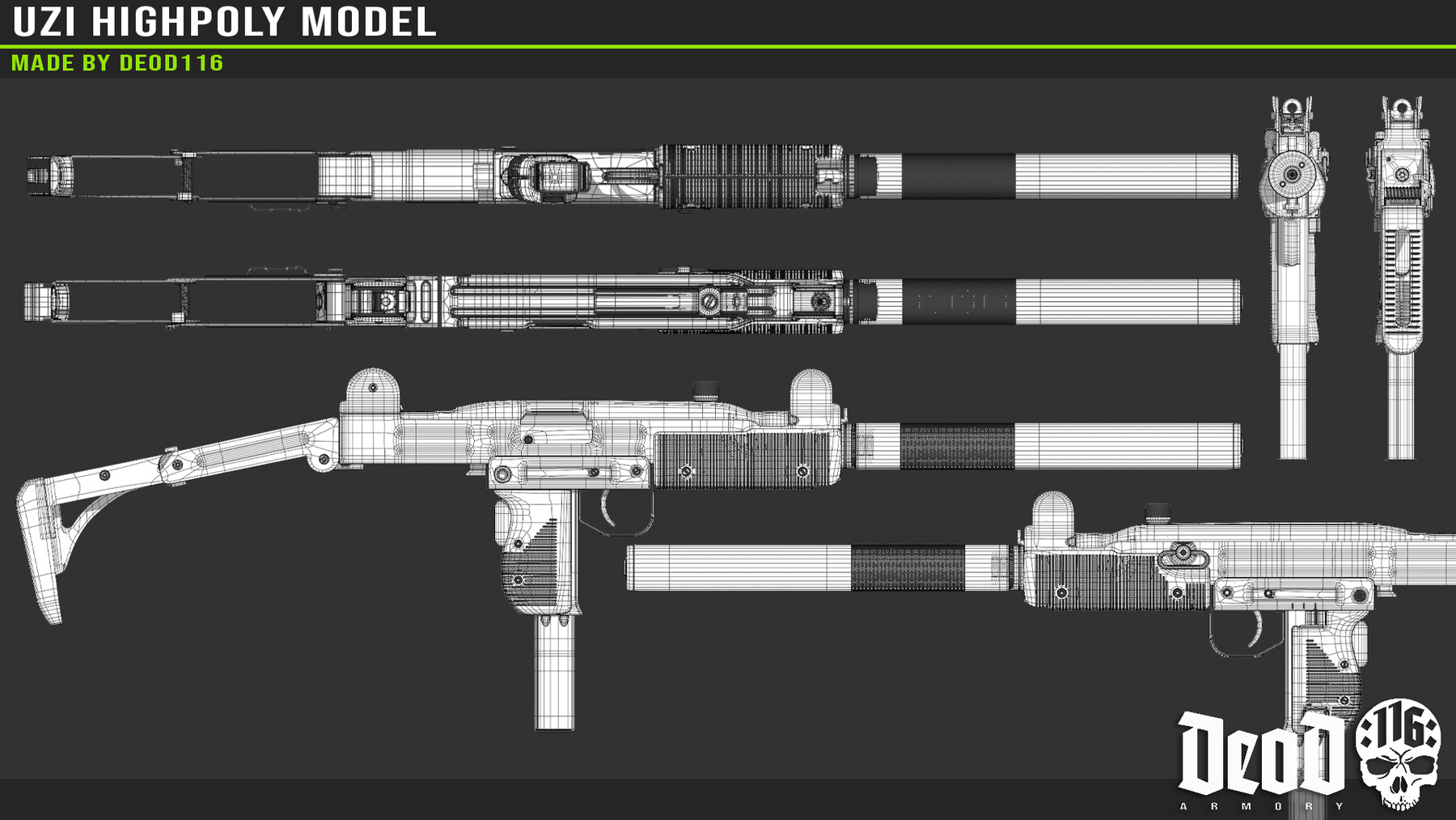 ArtStation - UZI Highpoly model | Game Assets