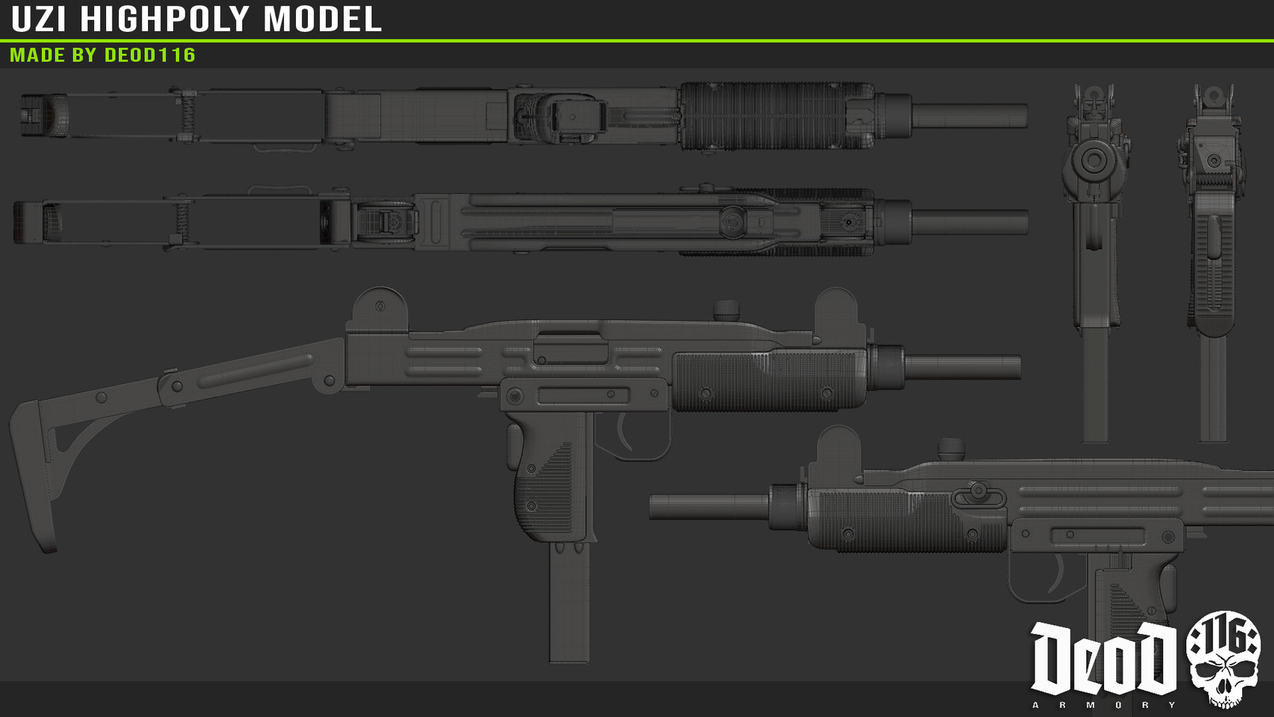 ArtStation - UZI Highpoly model | Game Assets