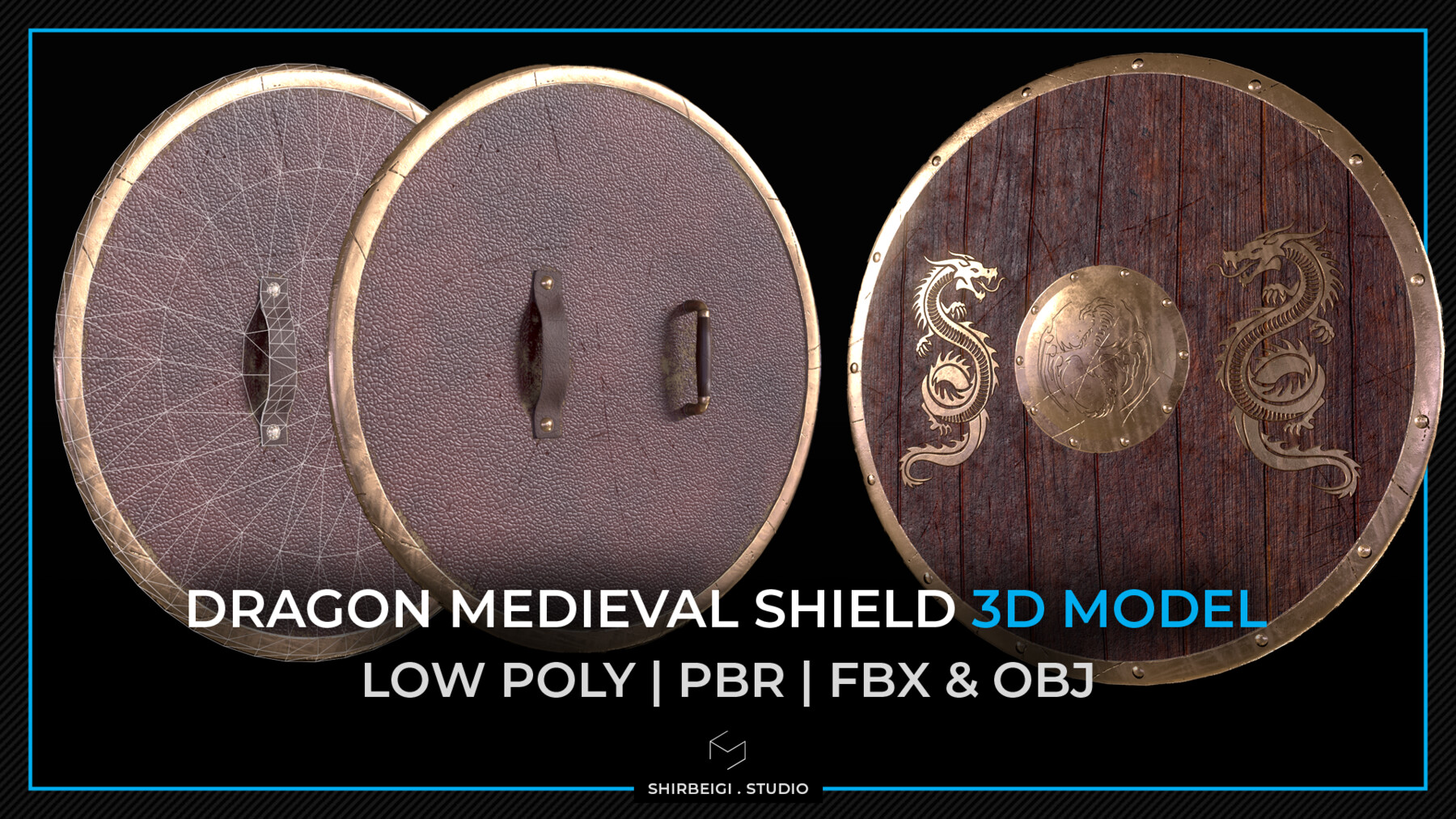 ArtStation - Dragon Medieval Shield Low Poly 3dmodel | Game Assets