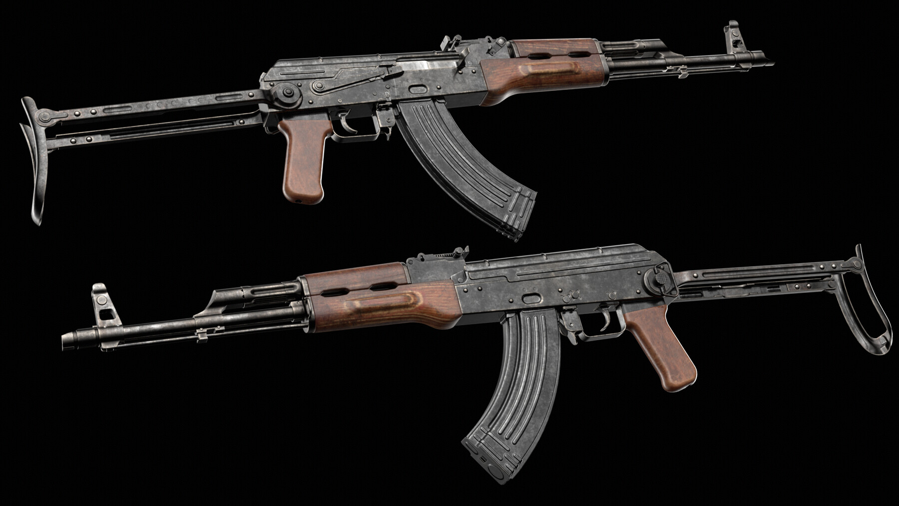 ArtStation - AKM AKMS Kalashnikov Assault Rifles (Game Ready) | Game Assets