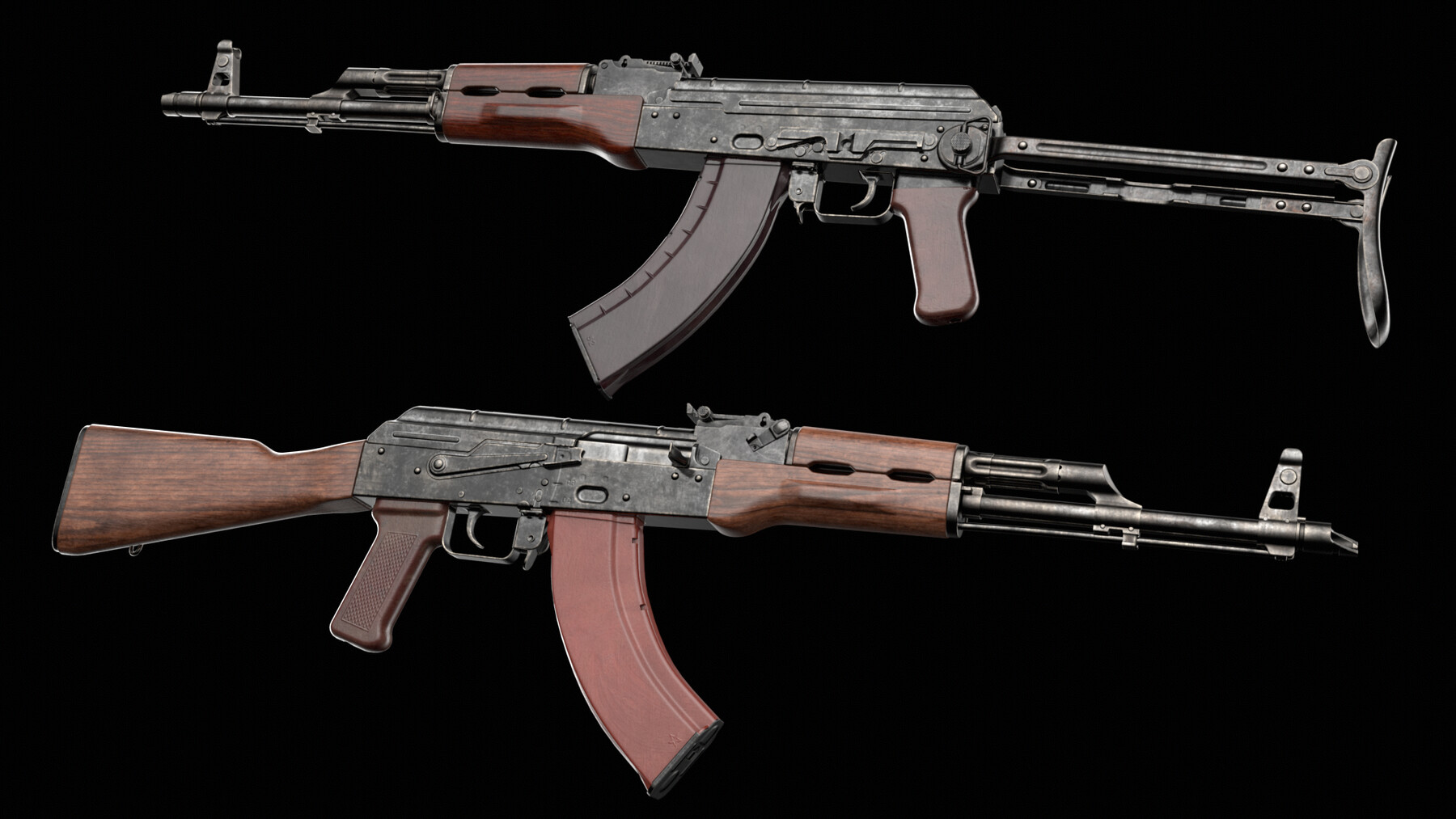 ArtStation - AKM AKMS Kalashnikov Assault Rifles (Game Ready) | Game Assets