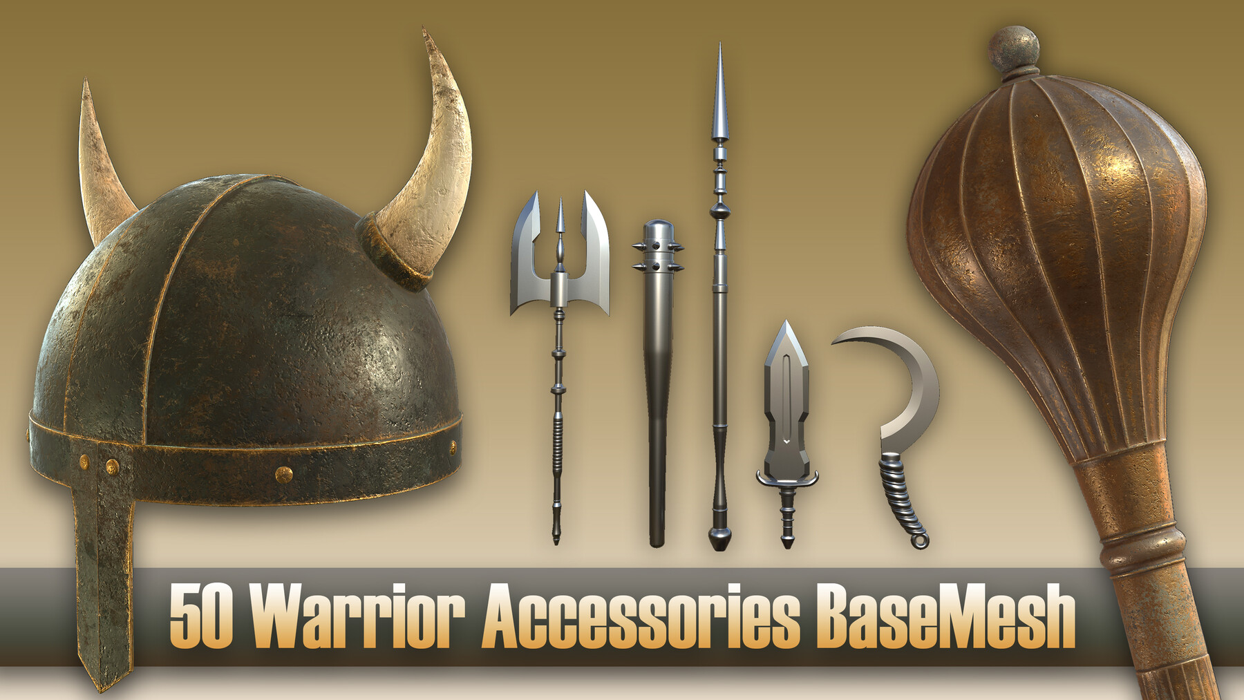 ArtStation - 50 Warrior Accessories Basemesh | Game Assets