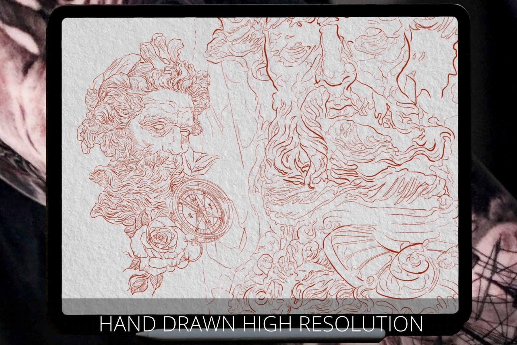 ArtStation - Procreate, greek mythology tattoo brush stamp,Poseidon ...