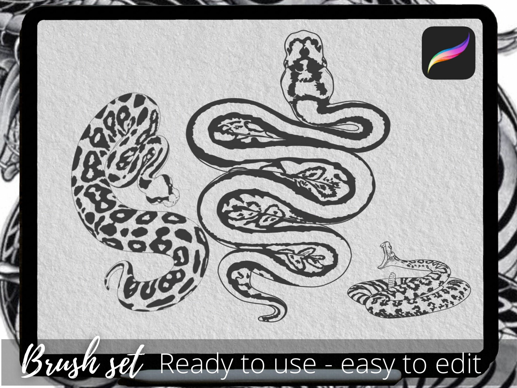 ArtStation - Snake Brush stamp, Procreate brush stamp, Realistic Snake ...