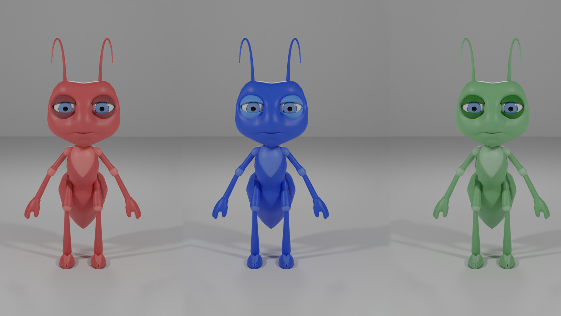 ArtStation - Cute Ant Red Blue Green Fully Rigged Stylized | Game Assets
