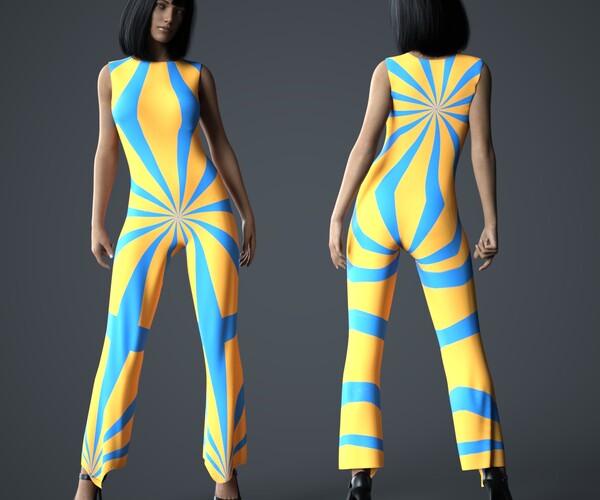 ArtStation - Crew Neck Pantsuit for Genesies 8 / 8.1 Females | Game Assets