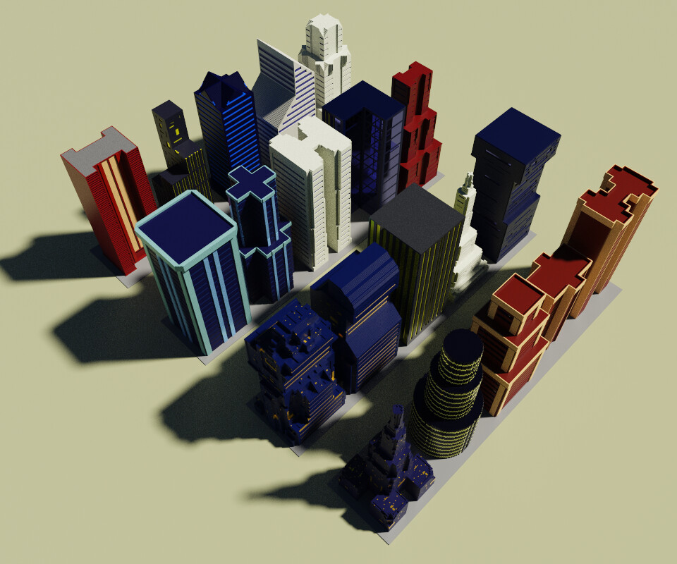 ArtStation - aset voxel city building | Game Assets