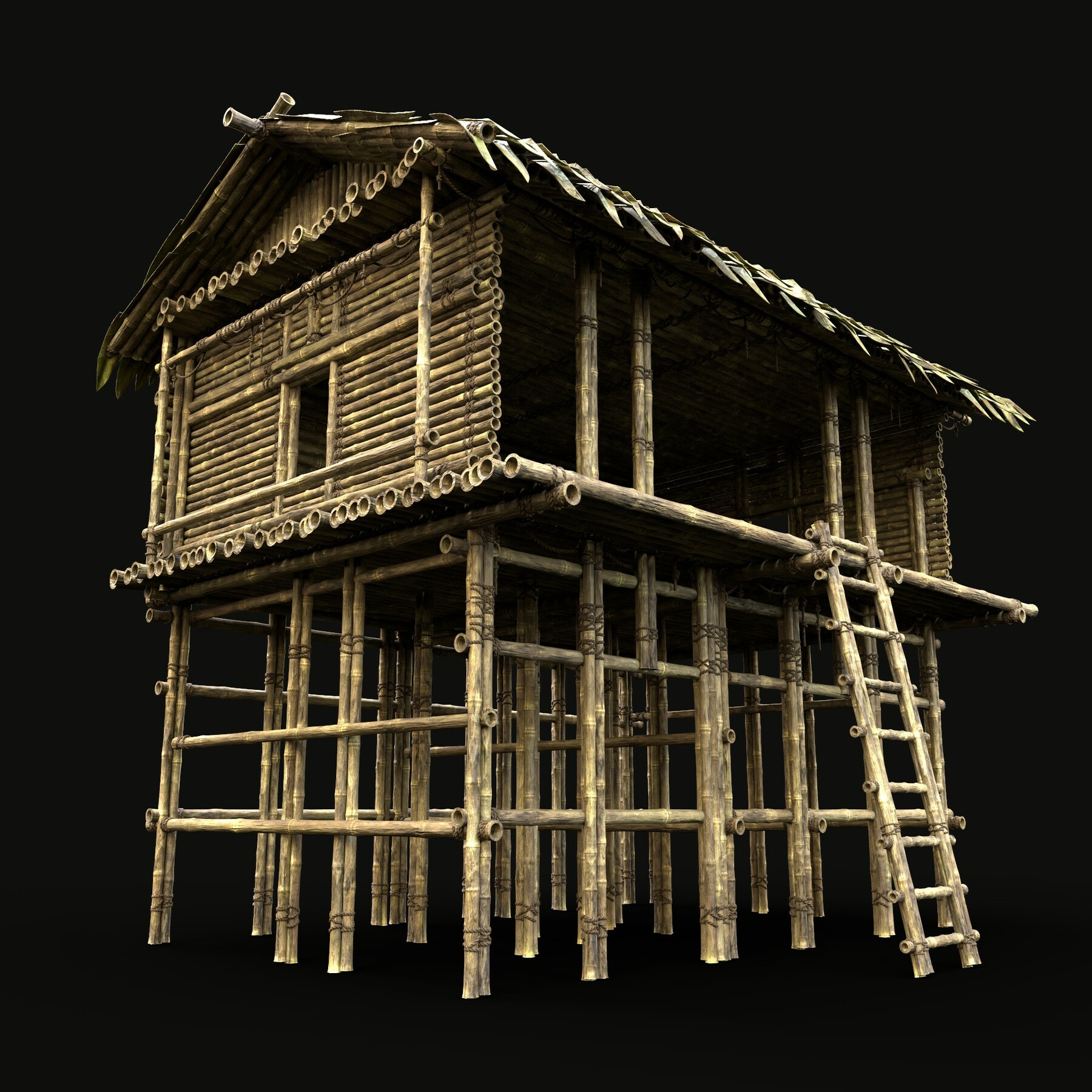 ArtStation - BAMBOO SHELTER HOUSE TREE JUNGLE HUT SURVIVAL CASTAWAY ...