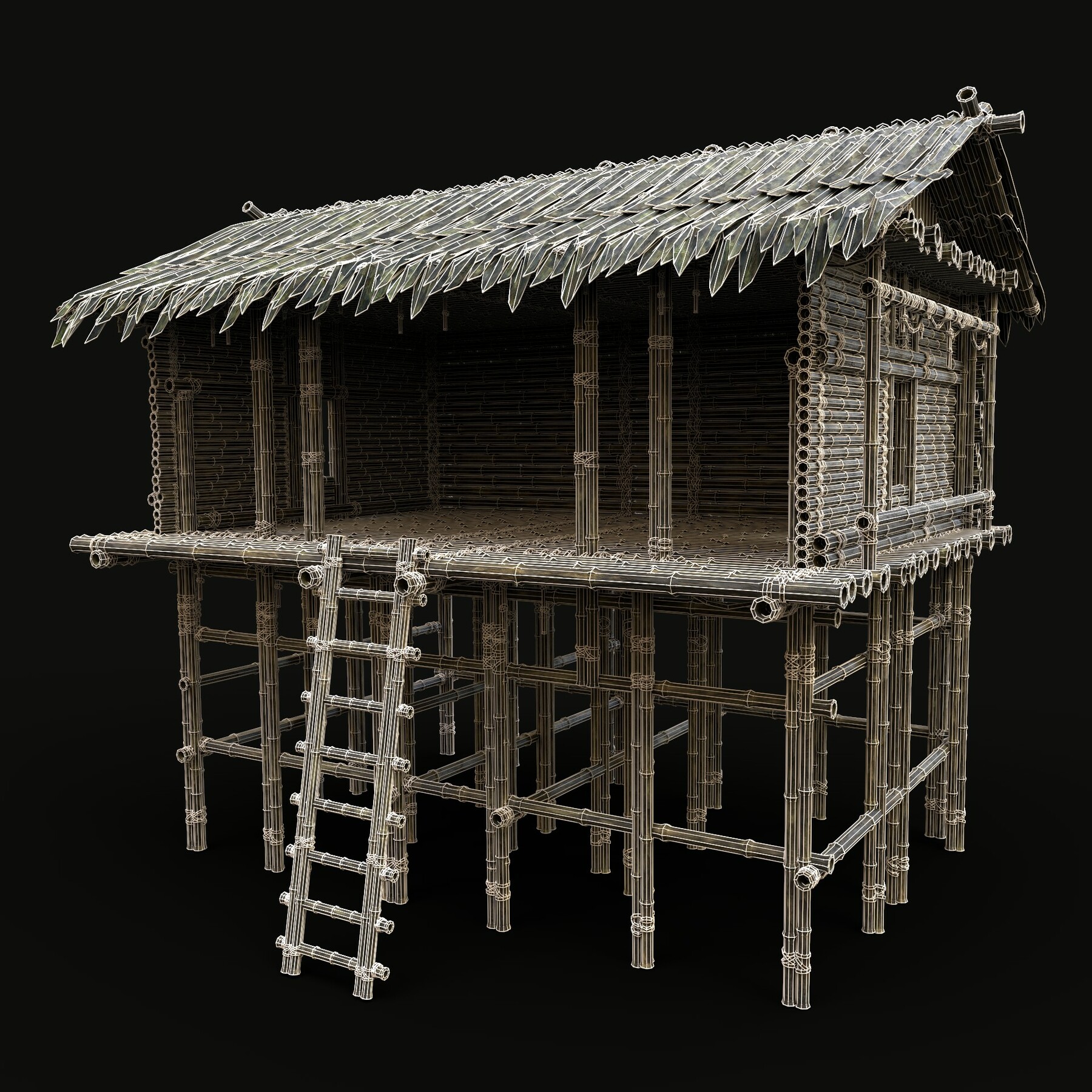ArtStation - BAMBOO SHELTER HOUSE TREE JUNGLE HUT SURVIVAL CASTAWAY ...
