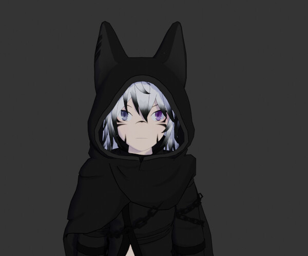 ArtStation - [Free] Wolf Girl Anime Kemonomimi [GAME READY] | Game Assets