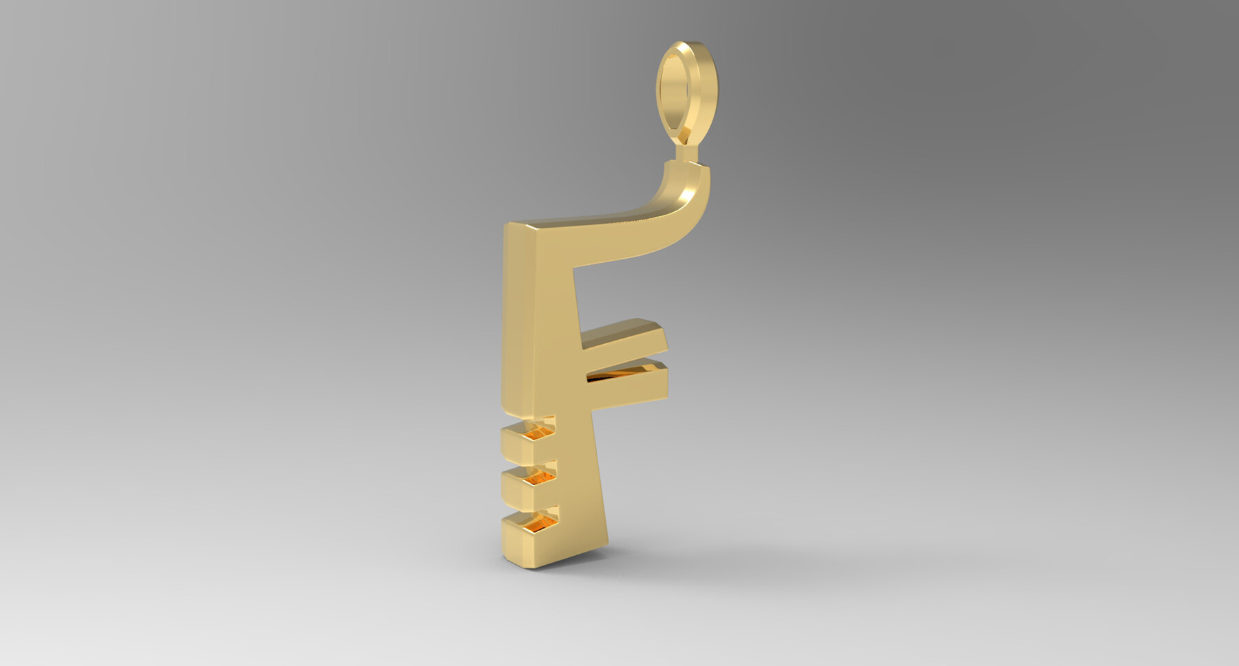 ArtStation - F Letter Pendant Gold | Resources