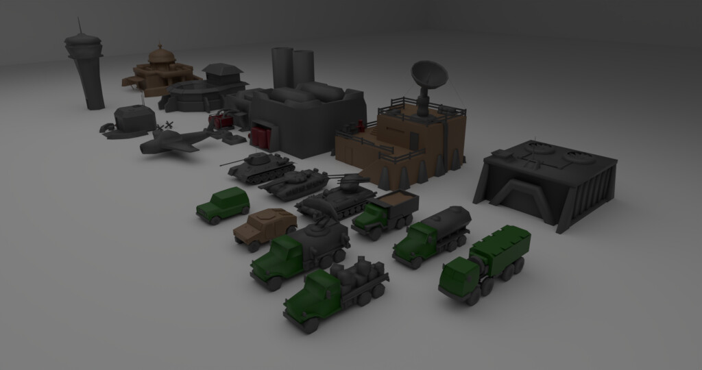 ArtStation - Millitary vehicles and buildings | Low Poly | ALL IN ONE ...