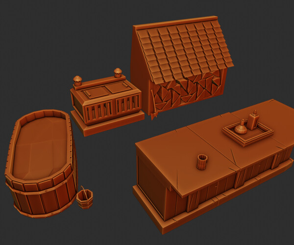 ArtStation - 18 Tavern Props - Low Poly | Game Assets