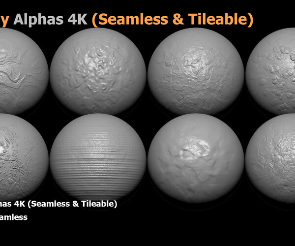 ArtStation - 100 Clay Alphas (Seamless & Tileable) VOL 08 | Brushes