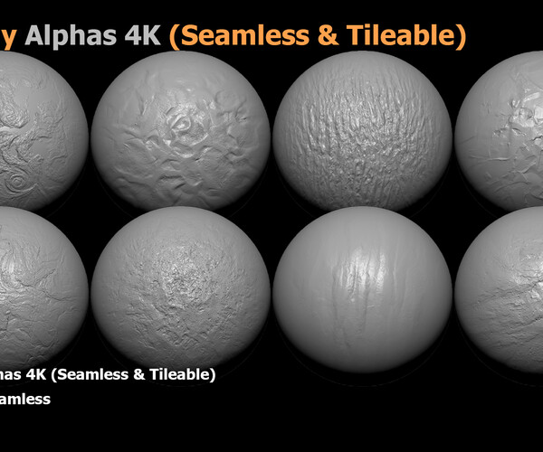 ArtStation - 100 Clay Alphas (Seamless & Tileable) VOL 08 | Brushes