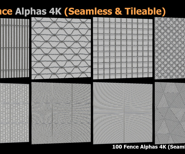 ArtStation - 100 Fence Alphas 4K (Seamless & Tileable) VOL 09 | Brushes