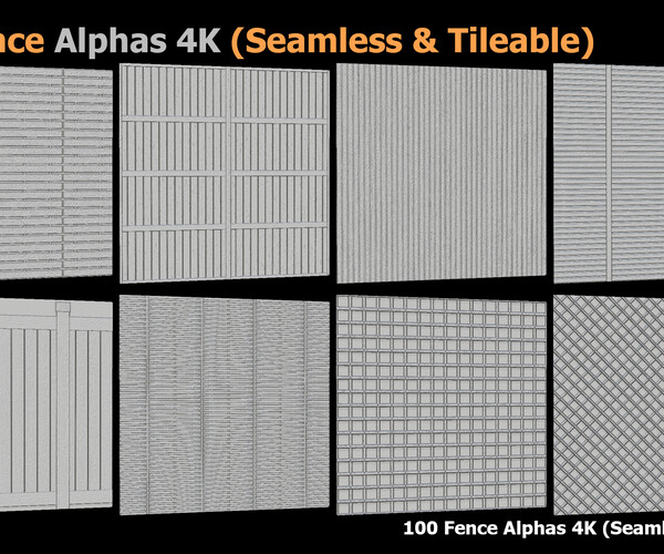 ArtStation - 100 Fence Alphas 4K (Seamless & Tileable) VOL 09 | Brushes