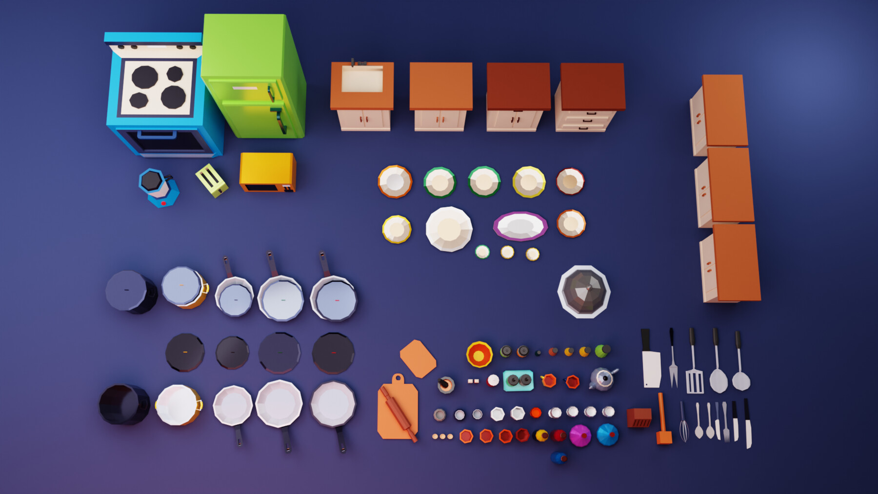 ArtStation - 98 Low poly kitchen 3D game assets and models | Game Assets