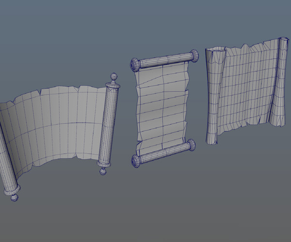 ArtStation - Set of three papyrus scrolls PBR low-poly game ready Low ...