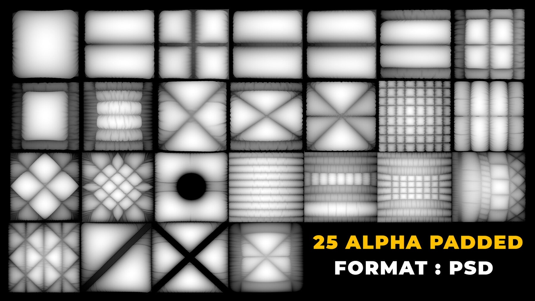 ArtStation - 25 ALPHA PADDED TEXTURE 2K | Brushes