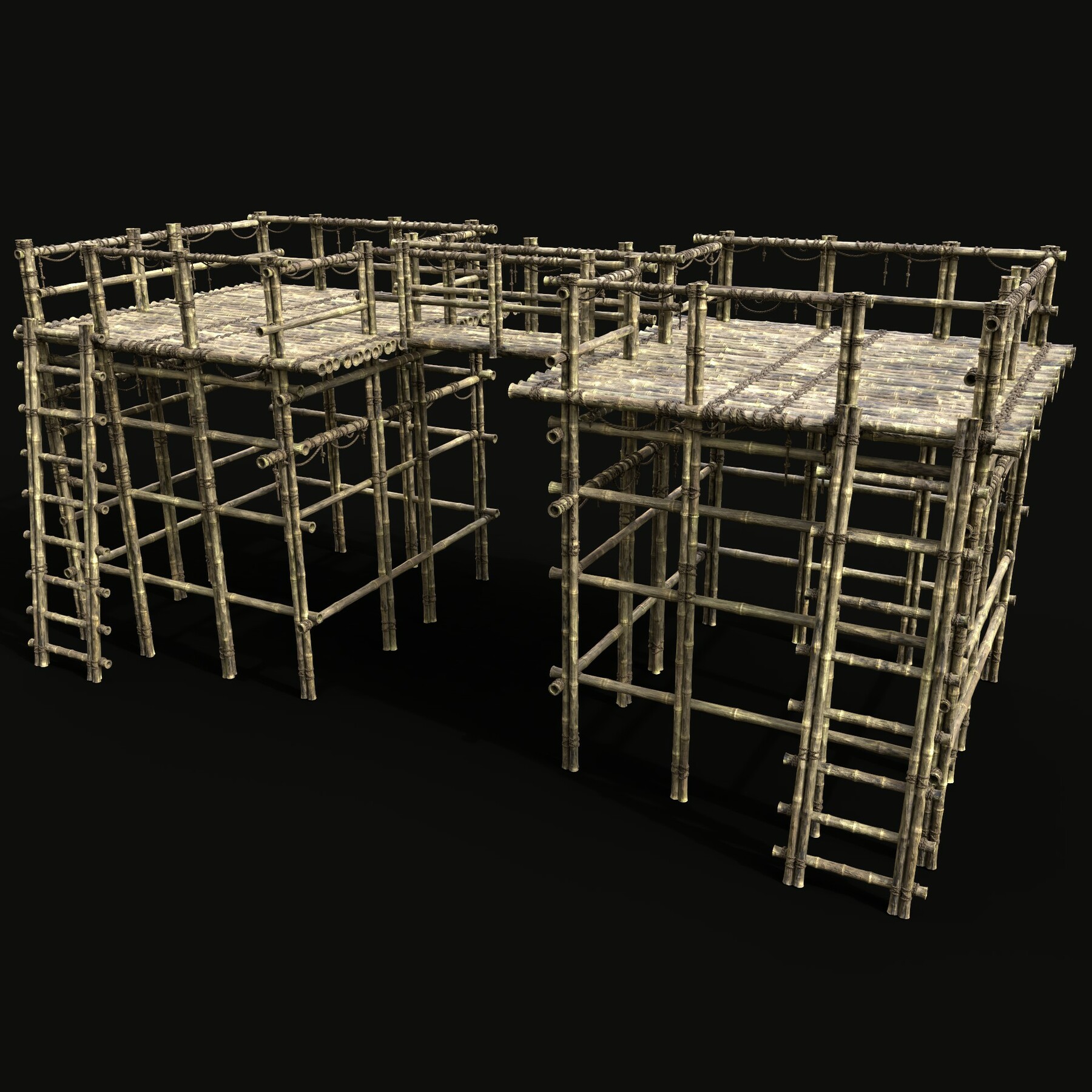 ArtStation - BAMBOO WATCHTOWER PLATFORM PIER LOG JUNGLE PORT ...