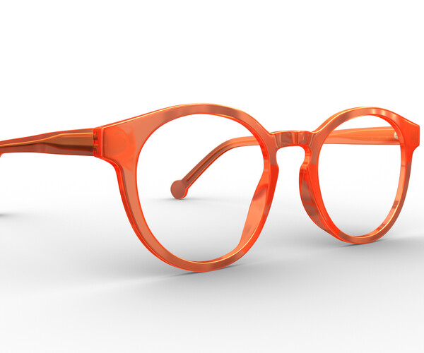 ArtStation - Fashion Round Glasses Transparent Red Frame 3D Model ...