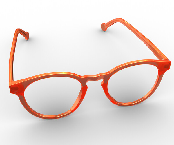 ArtStation - Fashion Round Glasses Transparent Red Frame 3D Model ...