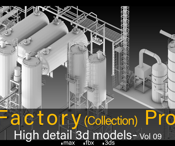 ArtStation - 5 Factory (Collection) Props- High detail 3d models- Vol ...