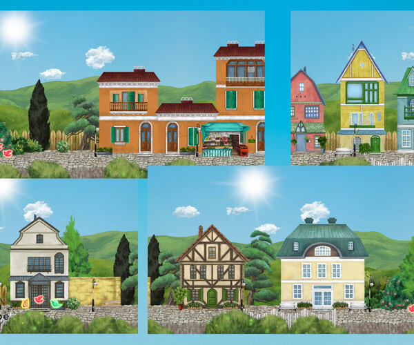 ArtStation - Fantasy Village/Town 2D | Game Assets