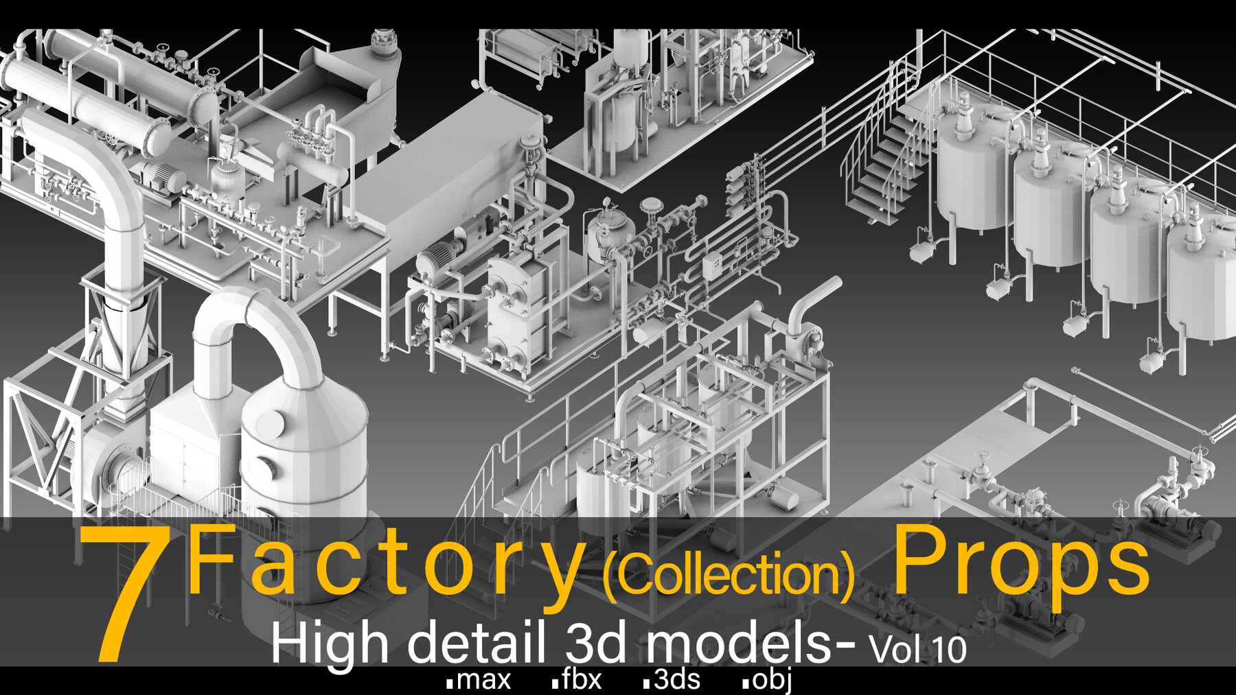 ArtStation - 7 Factory (Collection) Props- High detail 3d models- Vol ...