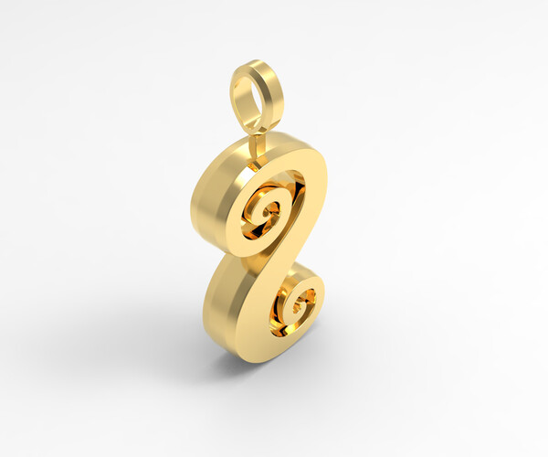 ArtStation - S Letter Pendant Gold | Resources