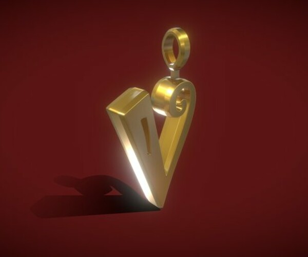 ArtStation - V Letter Pendant Gold | Resources