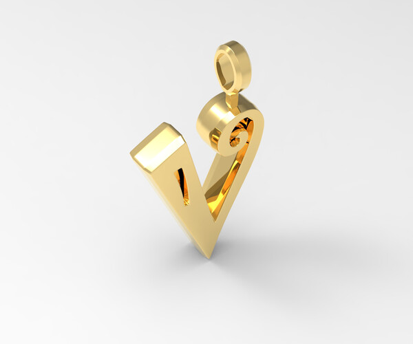 ArtStation - V Letter Pendant Gold | Resources