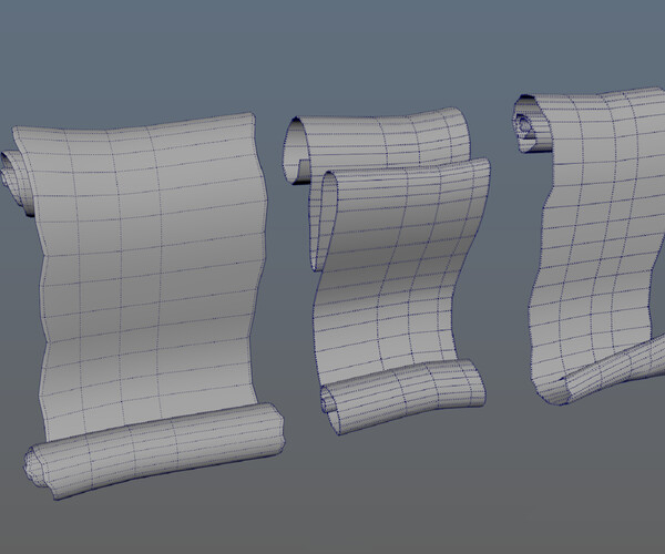 ArtStation - Set of three papyrus scrolls PBR Low-poly 3D model | Resources