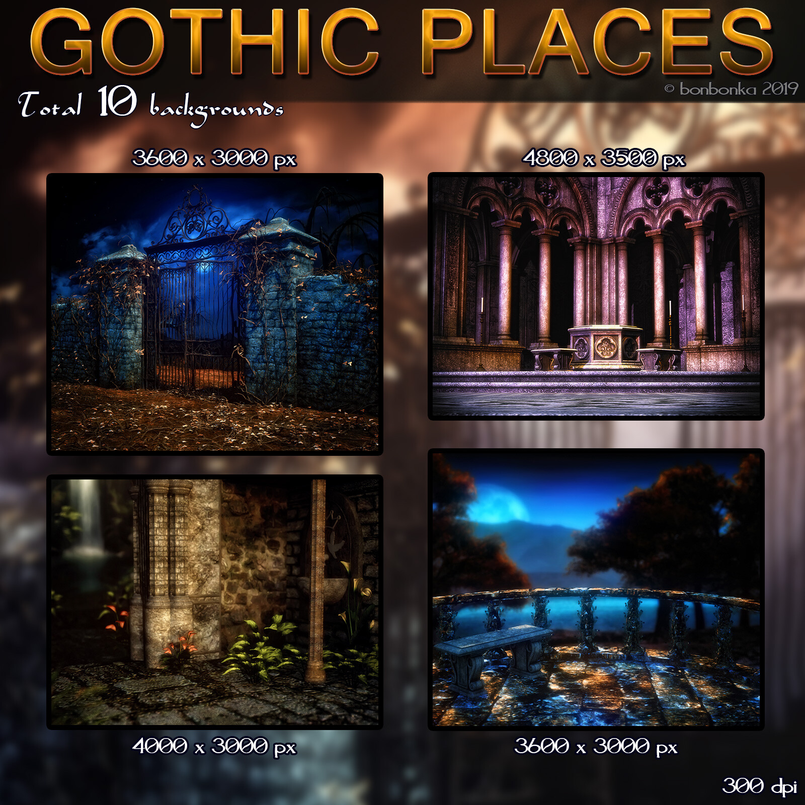 ArtStation - Gothic Places - 10 Stock Backgrounds Pack | Artworks