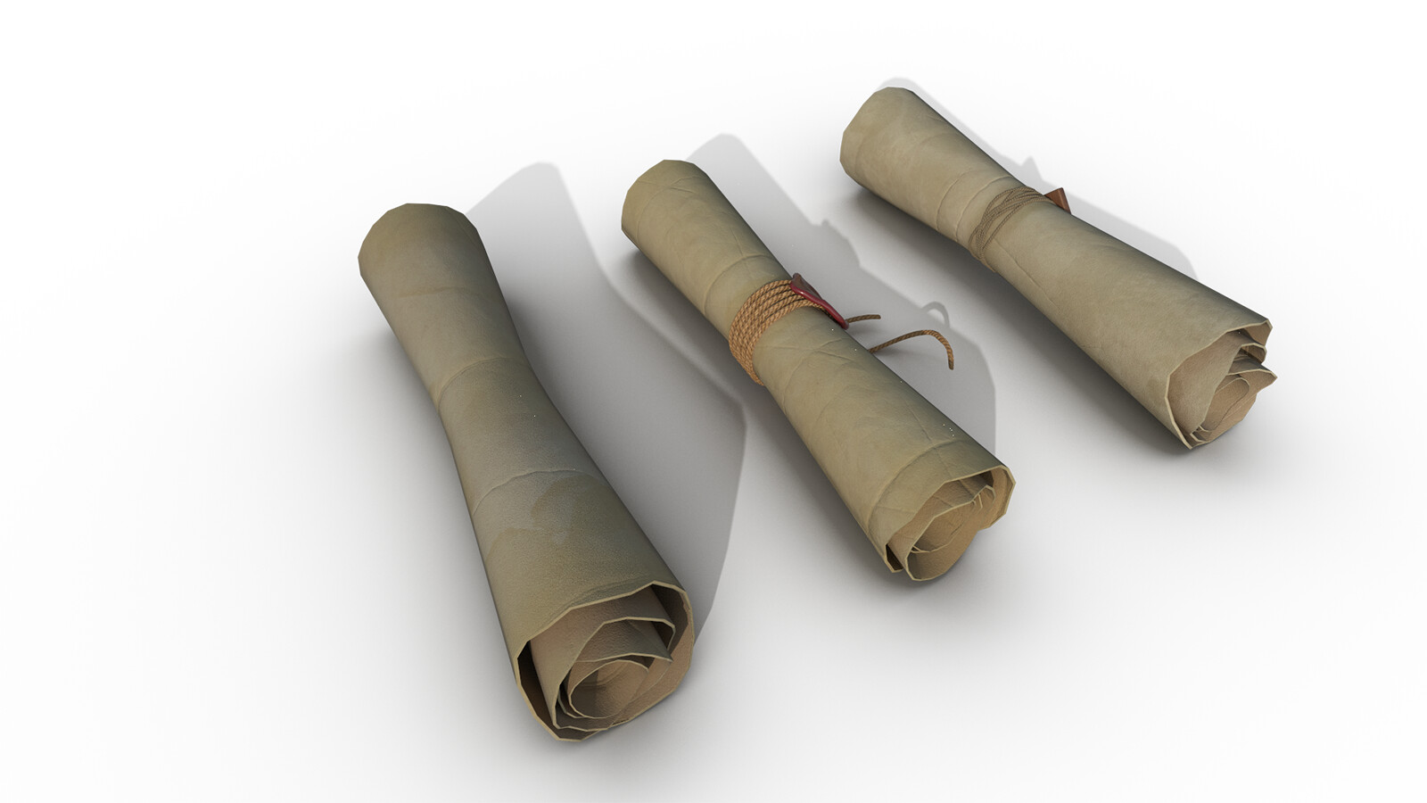 ArtStation - Set of three papyrus scrolls PBR Low-poly 3D model | Resources