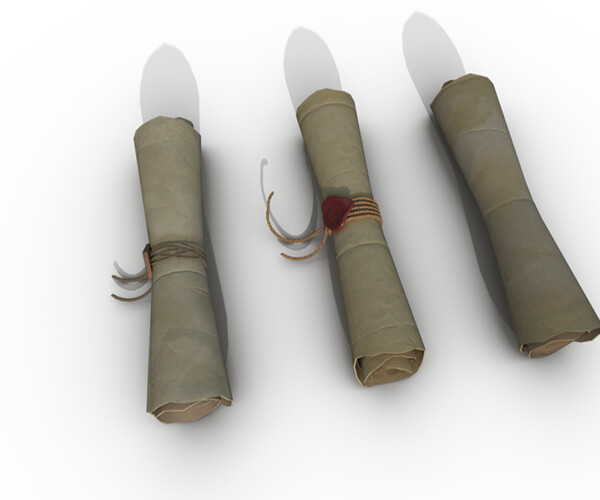 ArtStation - Set of three papyrus scrolls PBR Low-poly 3D model | Resources