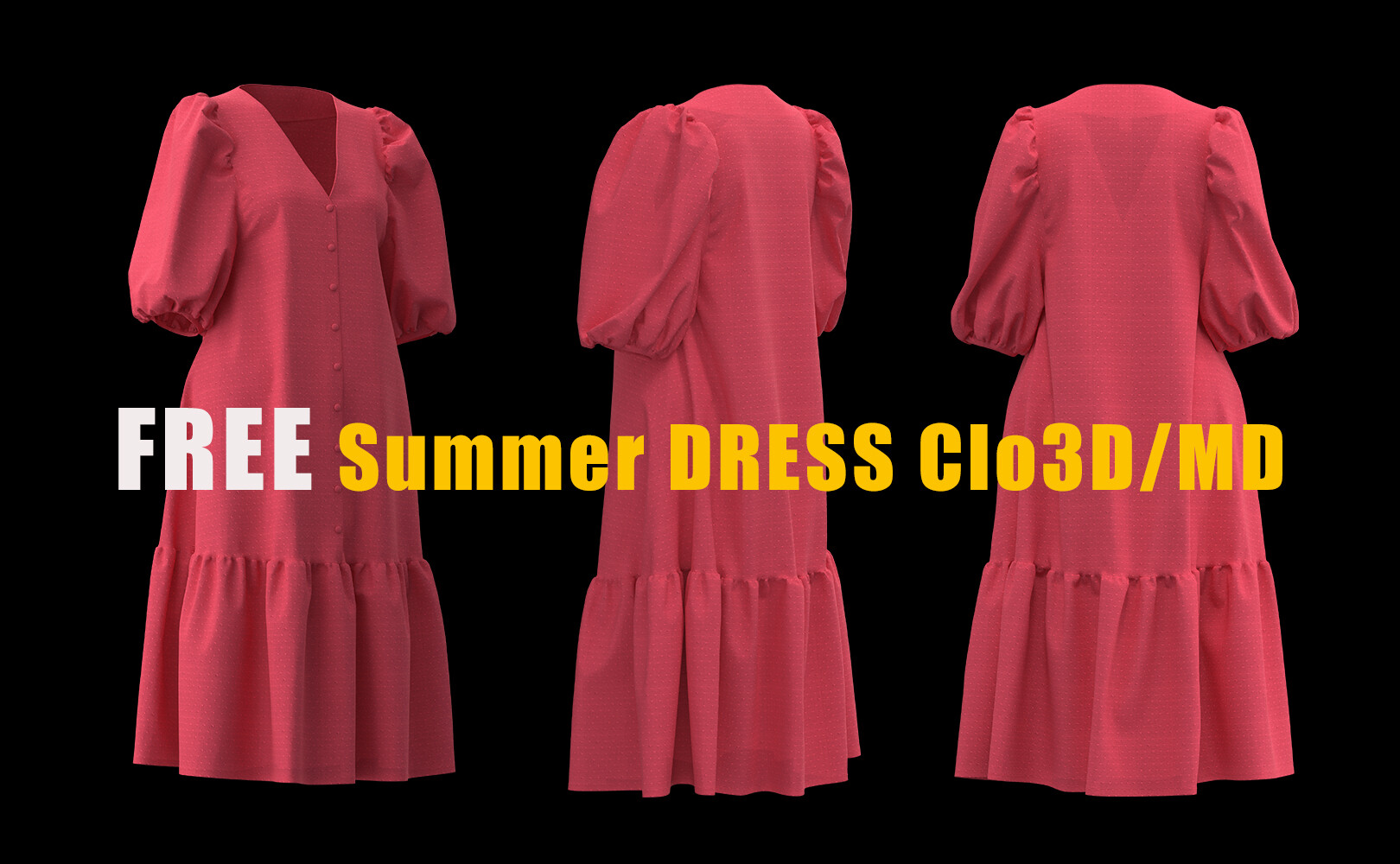 ArtStation - Free Summer Dress. Clo3d/MD project file | Resources