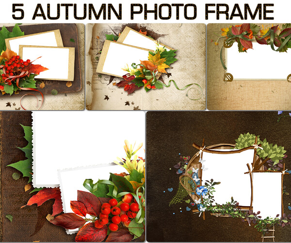 ArtStation - 5 Autumn Photo Frame Overlays, Art frame, Photoshop ...